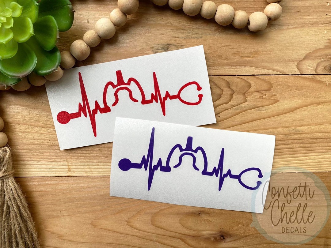 Respiratory Therapist Decal Sticker | Stethoscope Lungs Heartbeat Vinyl ...