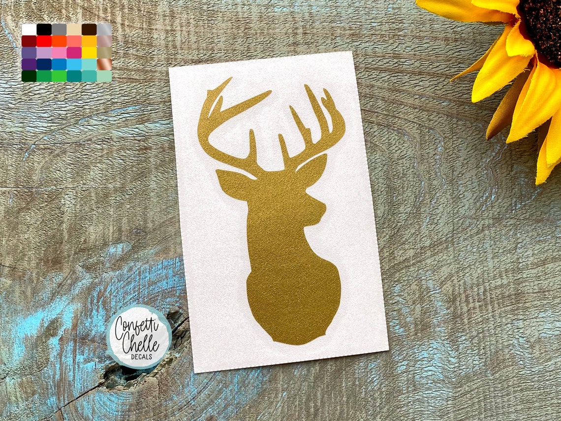 Deer Head Decal Sticker Deer Silhouette Decal Sticker Car | Etsy