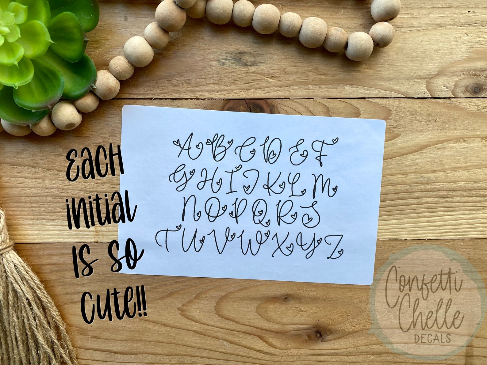 Decal CUTE Single Initial Decal Initial With Heart Loop Accent Decal ...