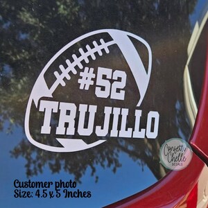 Football Decal Sticker With Name and Number | Football Name Decal ...