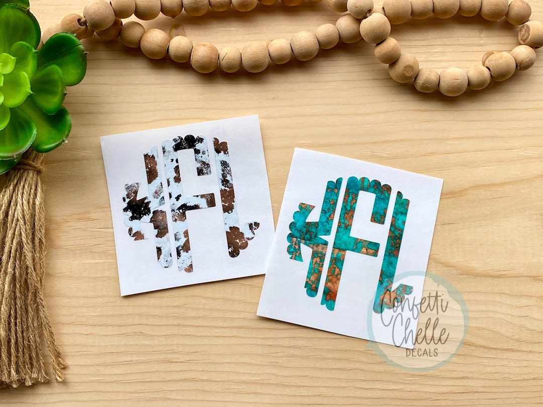 CUTE Monogram Decal Scalloped Edge Monogram Initials Car Decal Cup ...