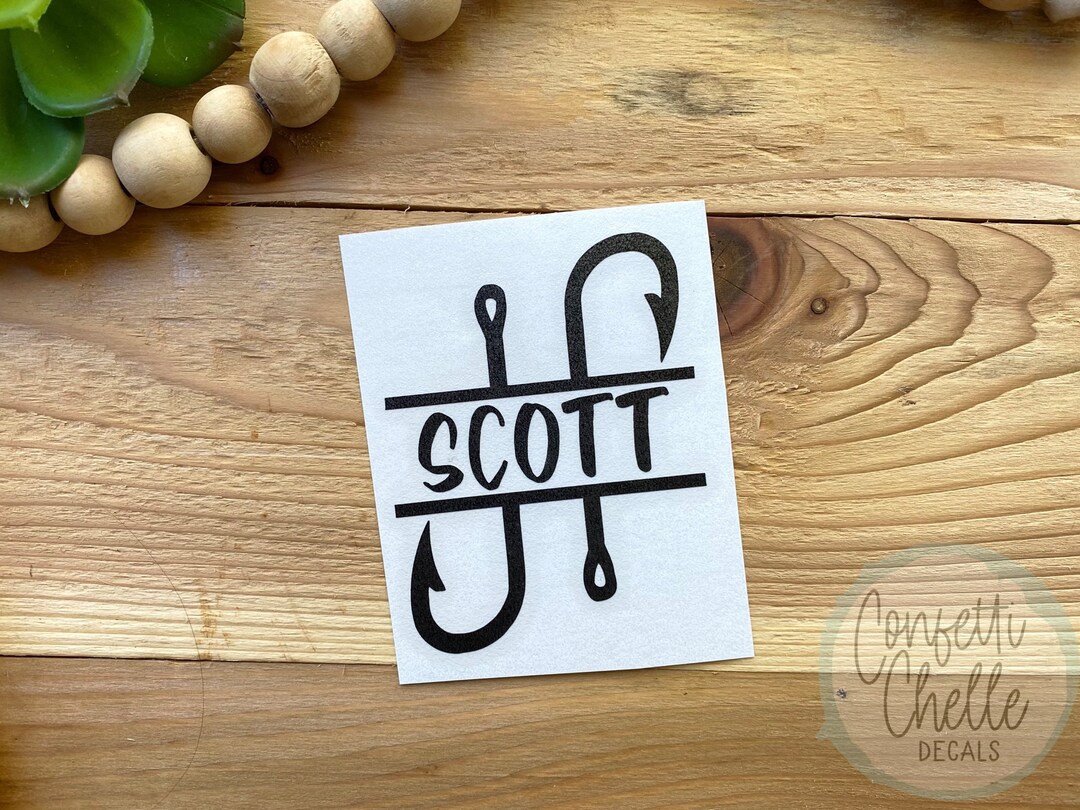Fish Hook Decal | Fish Hooks With Name | Fish Hook Fishing Hook | Name ...