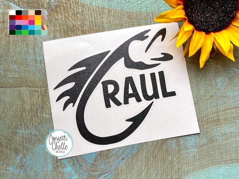 Fish Hook With Name Decal Sticker Fishing Decal Truck - Etsy