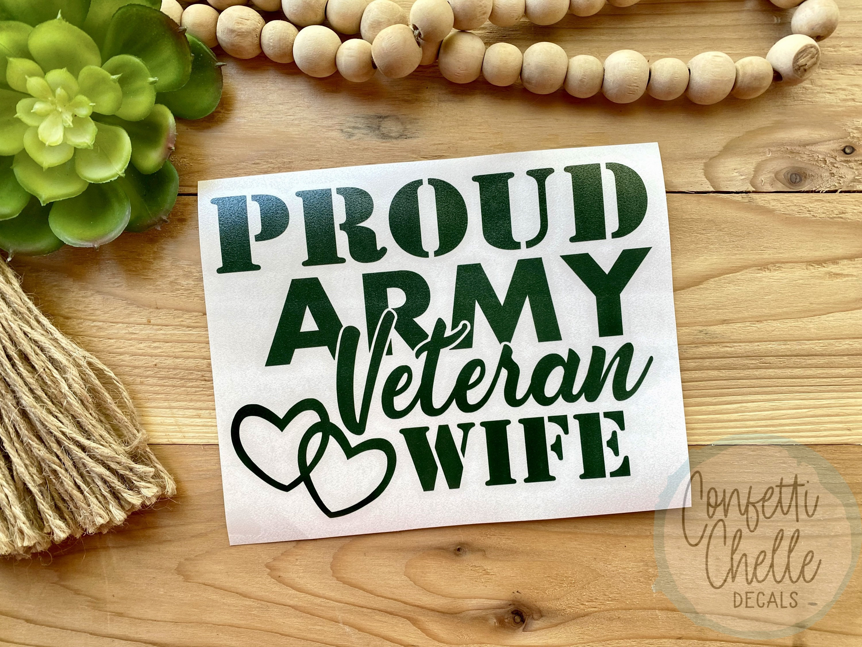 Proud Army Veteran Wife Decal | Veteran Wife Decal | Army Wife Decal ...