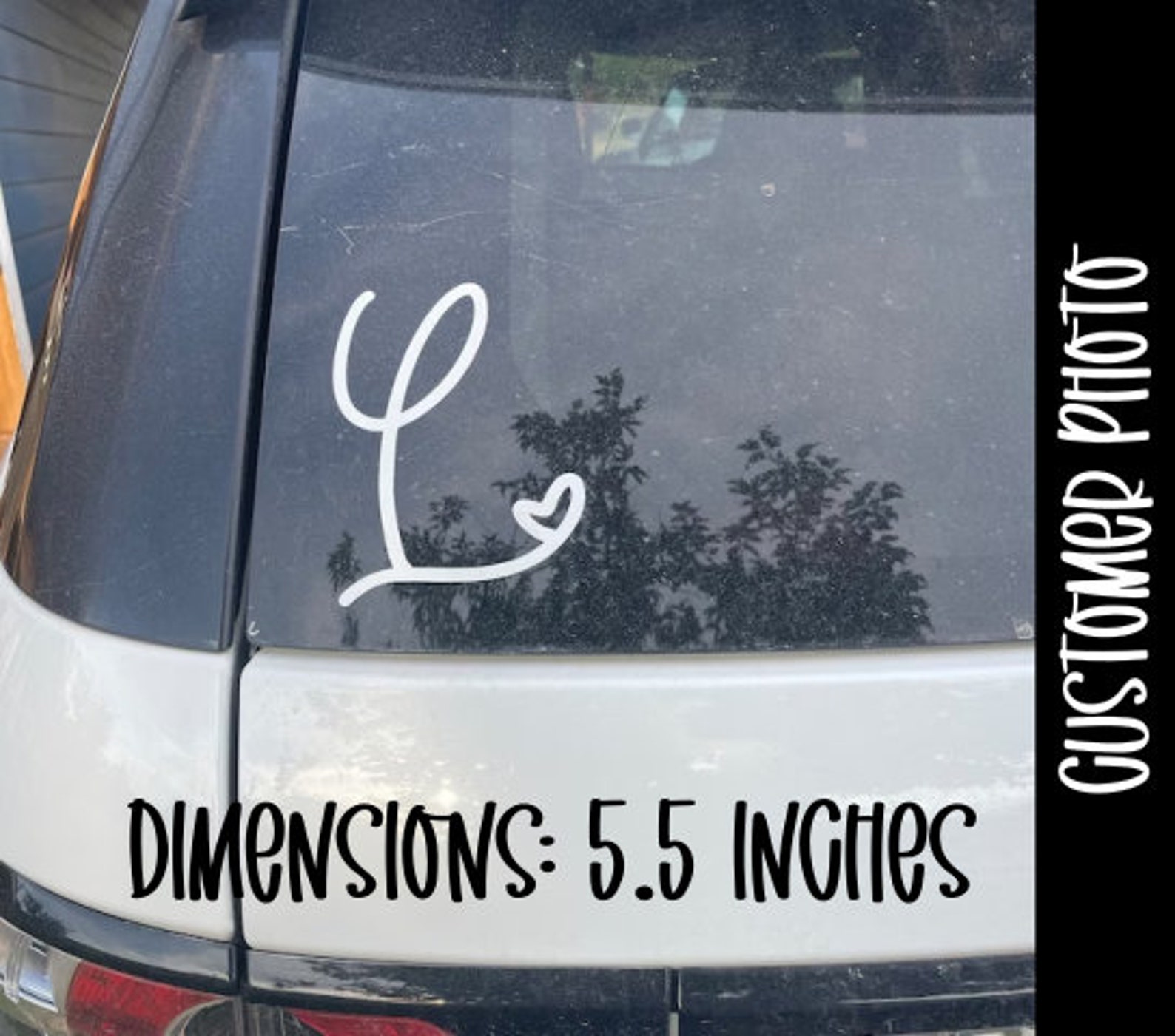 Decal CUTE Single Initial Decal Initial With Heart Loop Accent Decal ...