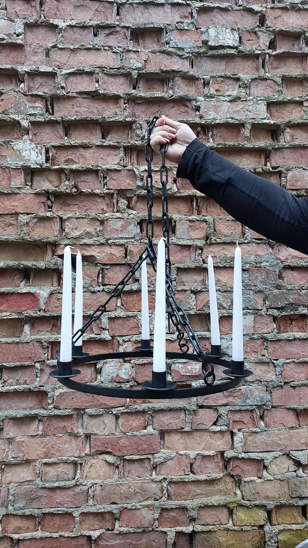 Vintage Hand-forged Iron Candle Chandelier | Rustic Gothic Ceiling ...