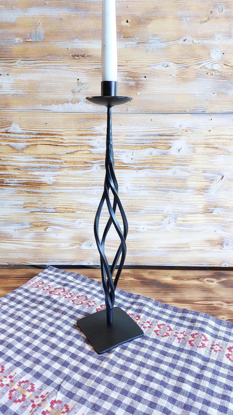 Hand-forged Twisted Metal Taper Candle Holder, Black Wrought Iron ...