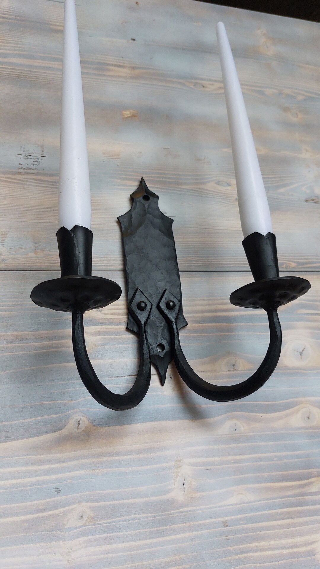 Rustic Hand-forged Iron Candle Sconce Dual Candle Holder, 23 Cm 9 In ...