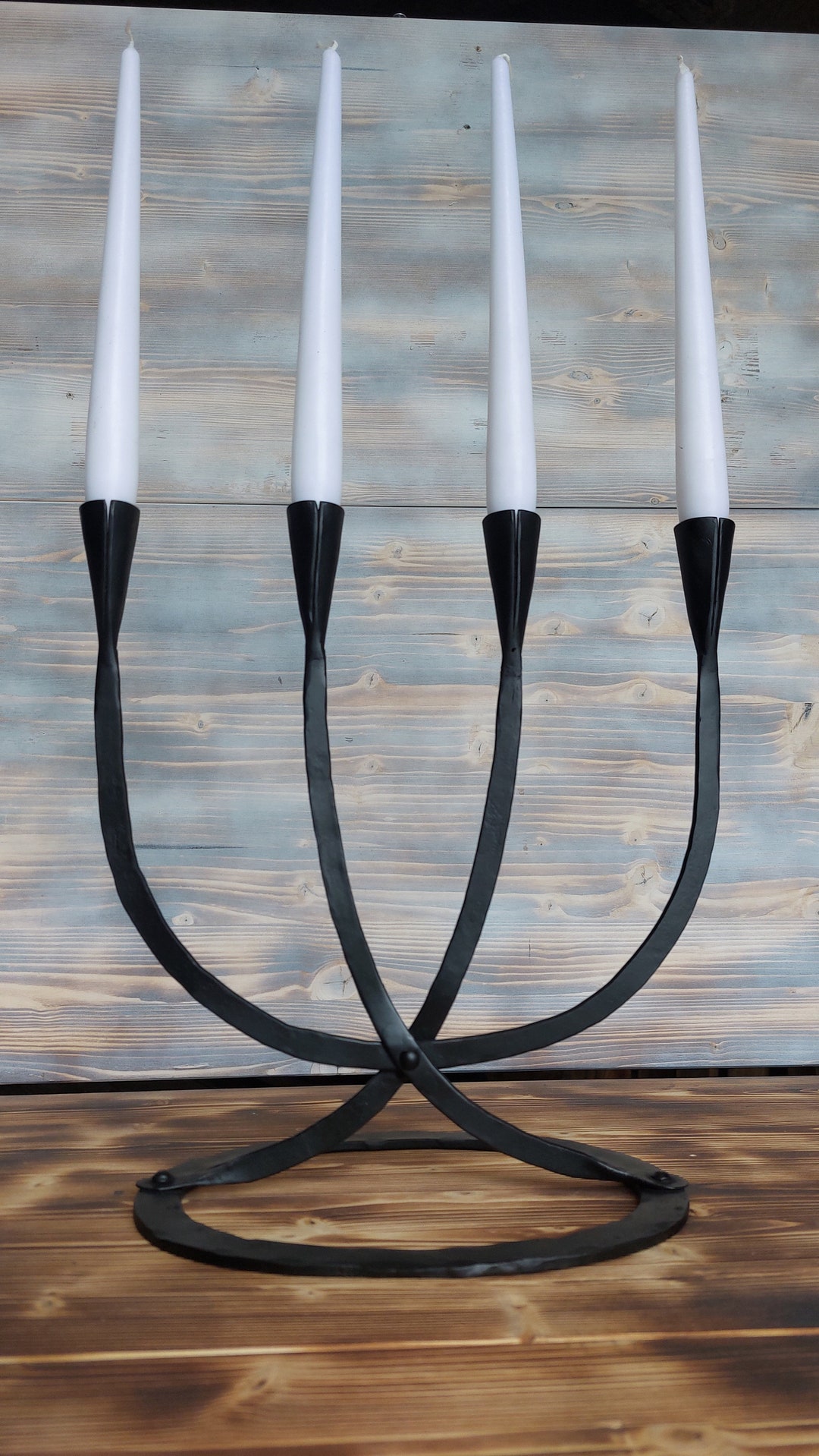 Antique//// Forged Candlestick Standing Type Candelabra Holds 4 Candles ...
