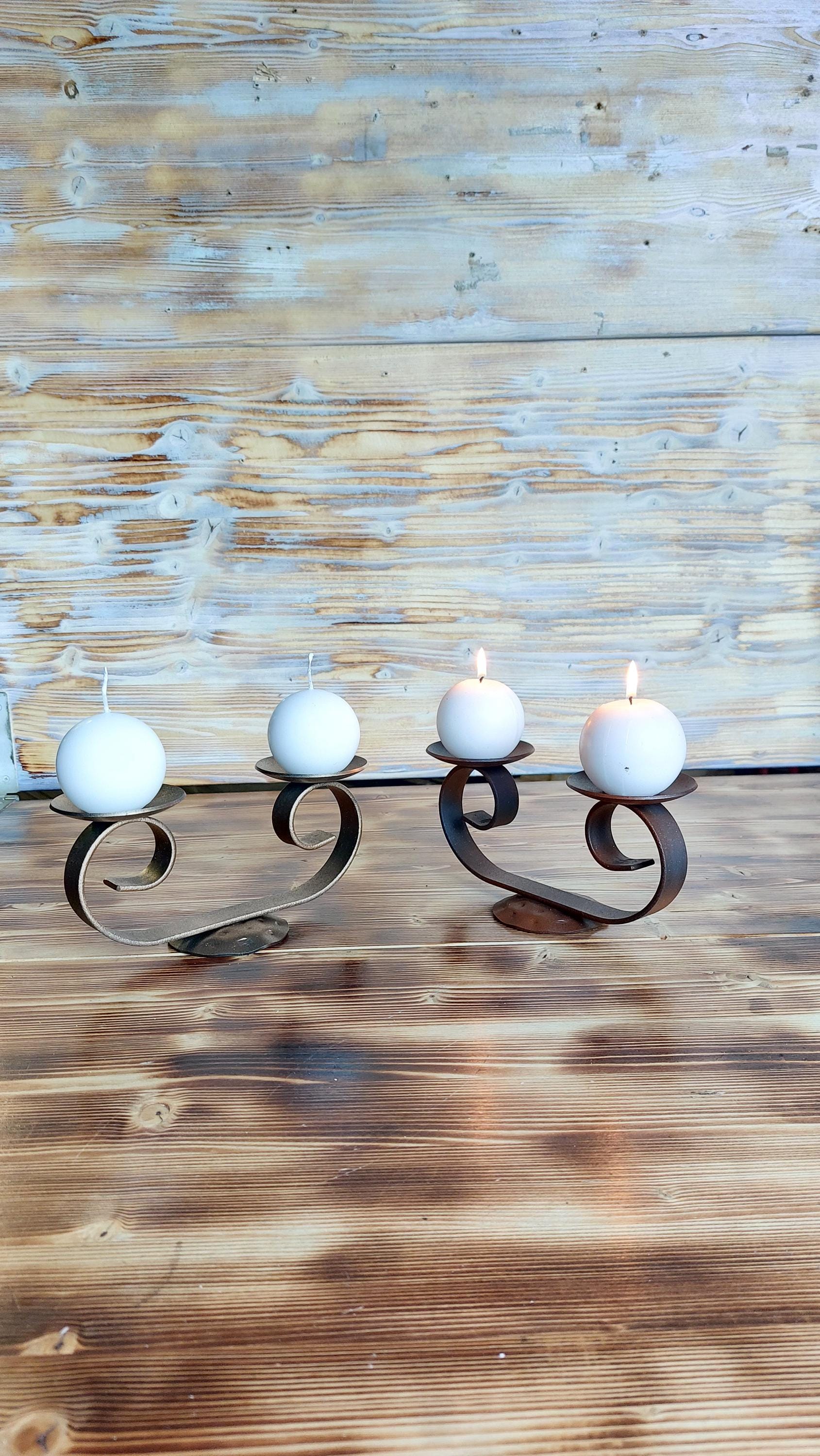 Hand-forged Scroll Candle Holders for Ball Candles | Rustic Metal ...