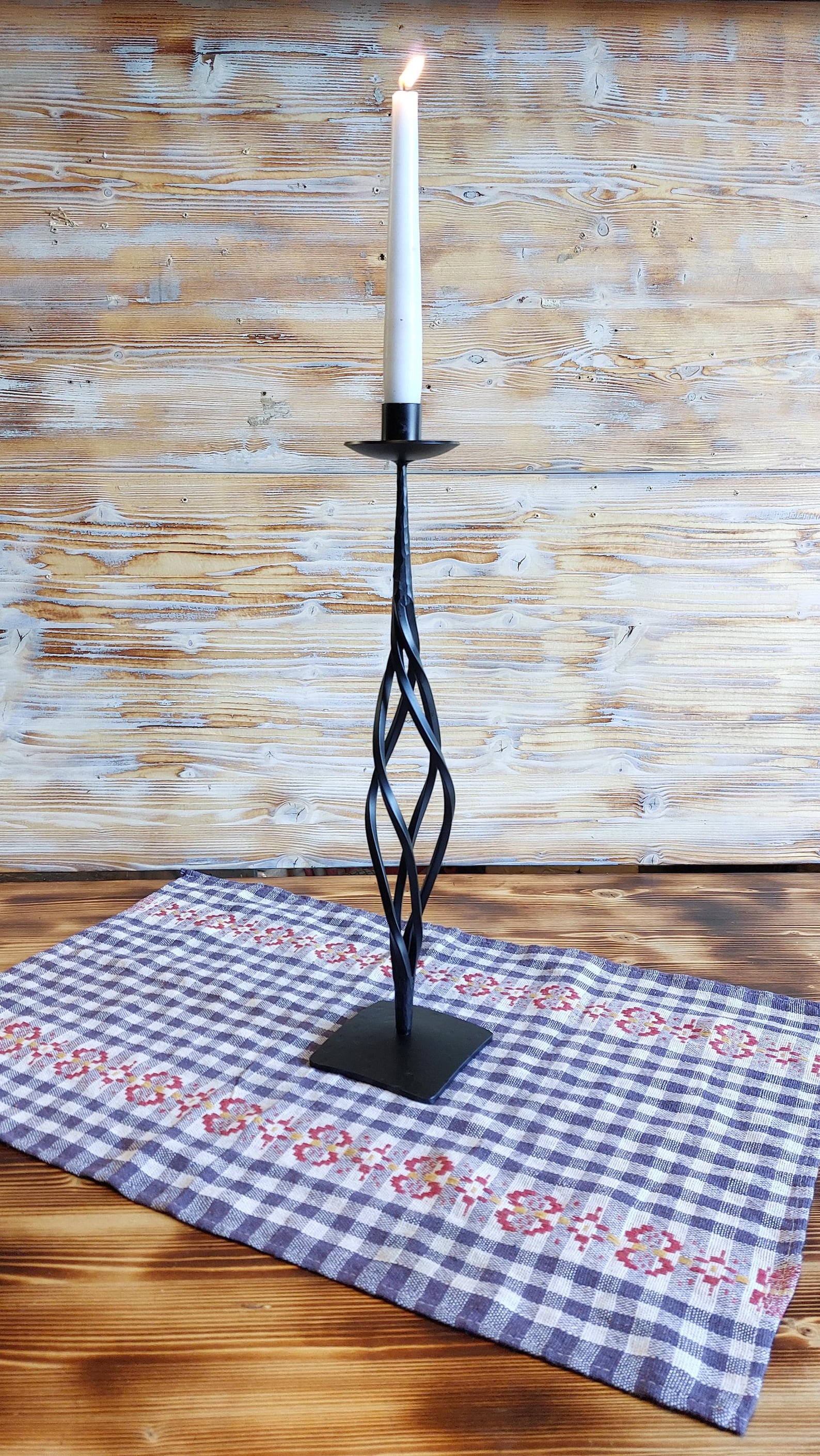 Hand-forged Twisted Metal Taper Candle Holder, Black Wrought Iron ...