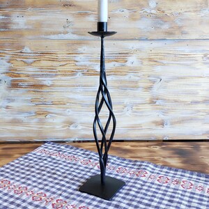 Hand-forged Twisted Metal Taper Candle Holder, Black Wrought Iron ...