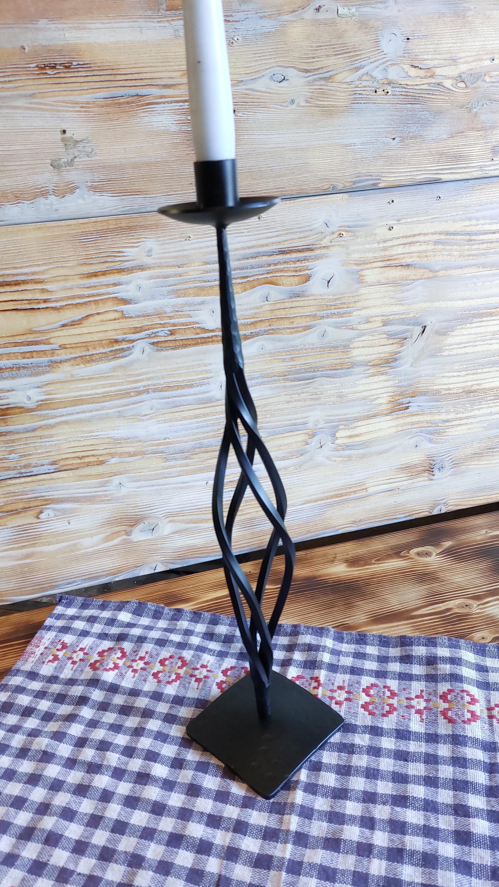 Hand-forged Twisted Metal Taper Candle Holder, Black Wrought Iron ...