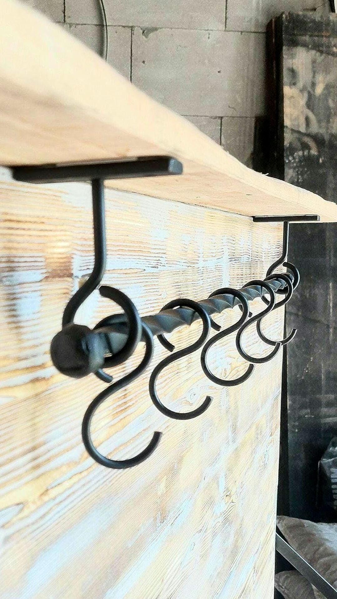 Rustic Wrought Iron Skillet Holder – Handmade Cast Iron Pan Organizer ...
