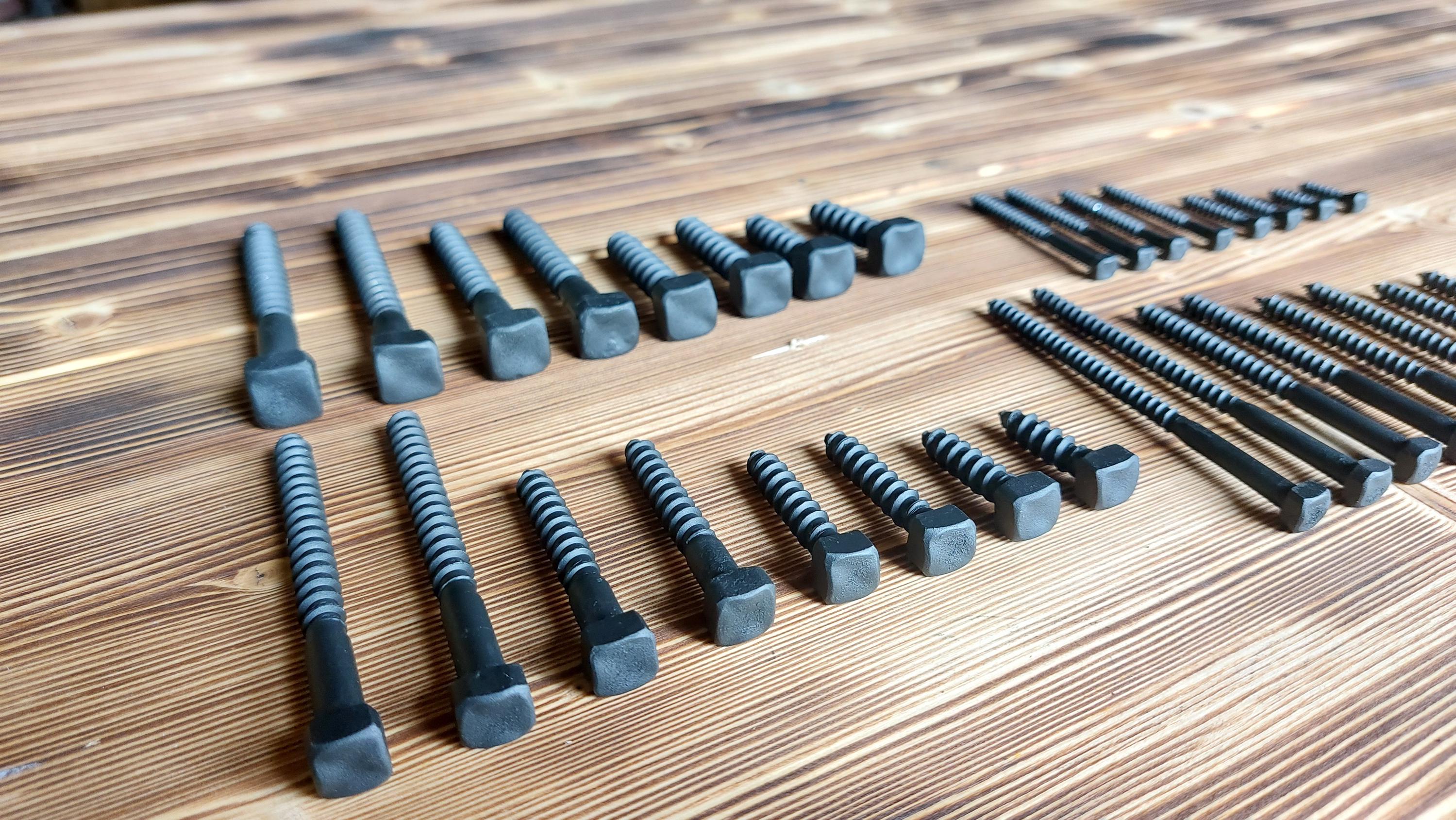 Set 5 Screw/ Hand-forged Iron Screws – Rustic Black Metal Screws for ...