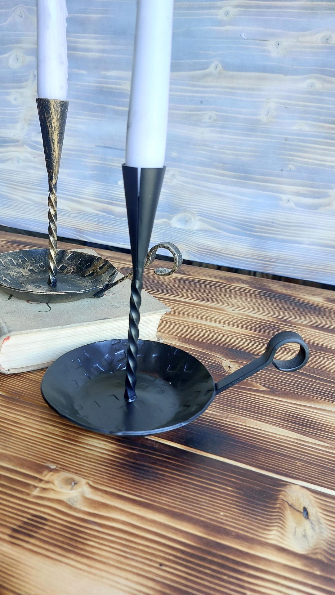 Hand-forged Metal Candle Holder With Twisted Design – Rustic Home Decor ...
