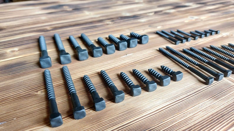 Set 5 Screw/ Hand-forged Iron Screws – Rustic Black Metal Screws for ...