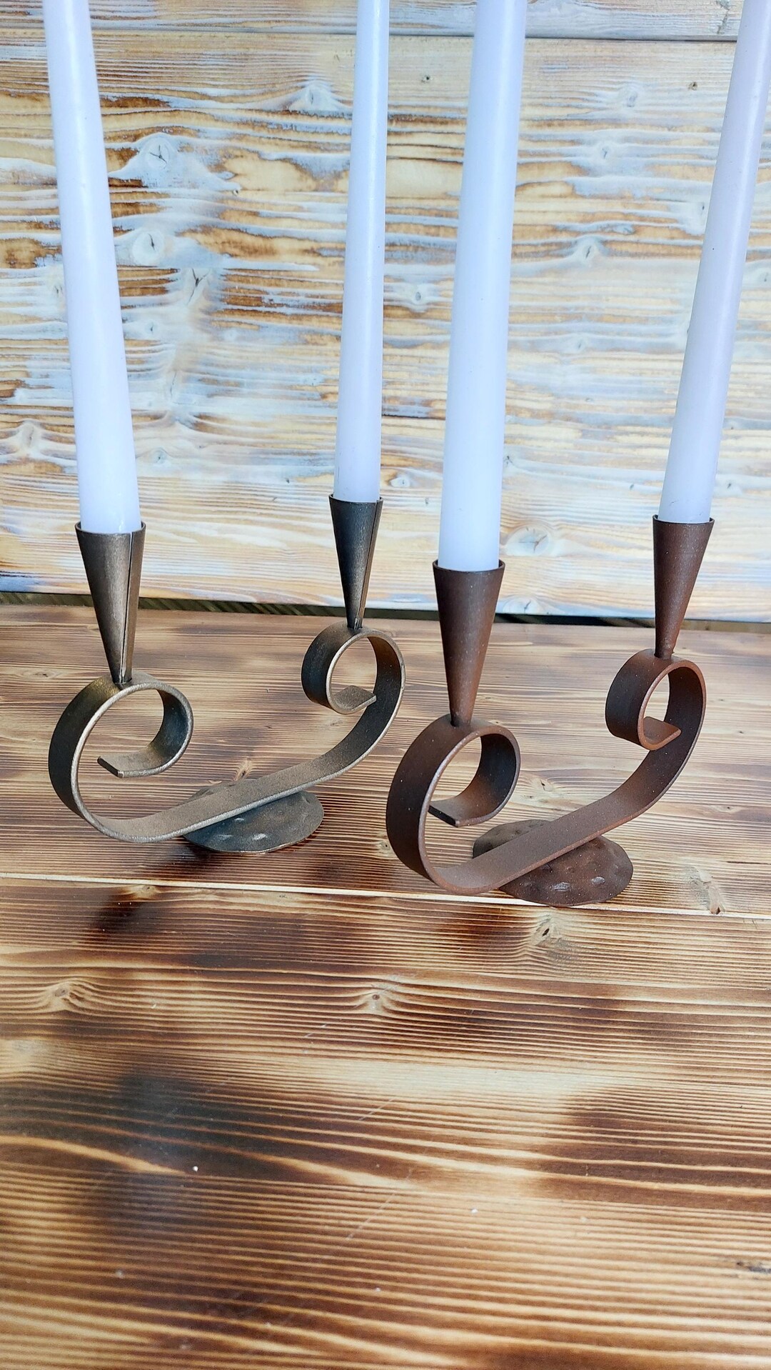 Hand-forged Scroll Design Candle Holders Elegant Metal Candle Stands ...