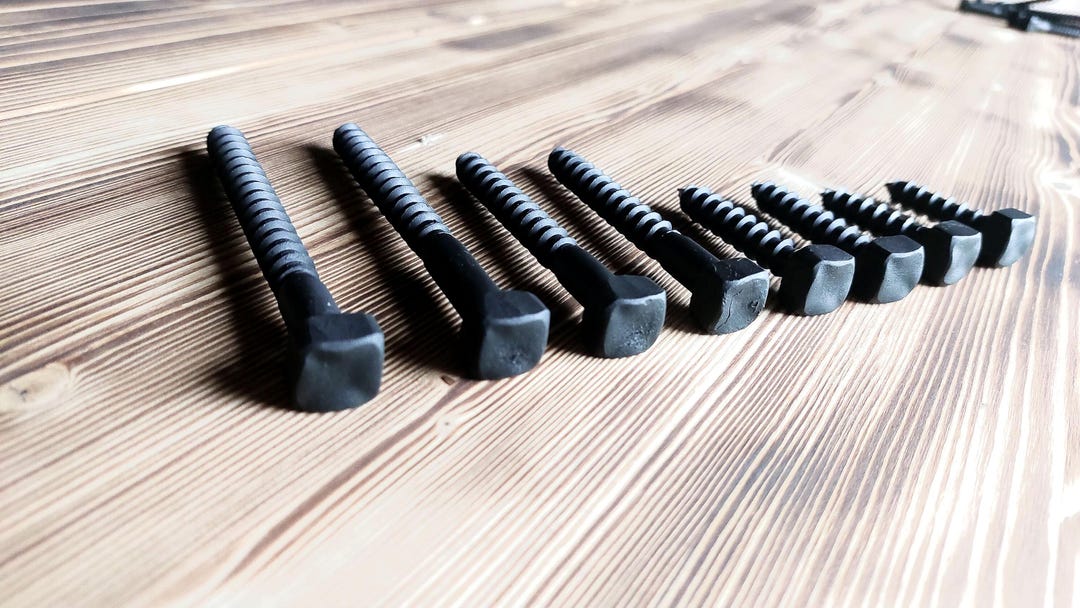 Set 5 Screw/ Hand-forged Iron Screws – Rustic Black Metal Screws for ...