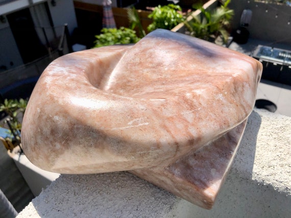 Large Heavy Vintage Pink Marble Stone Free Form Biomorphic - Etsy