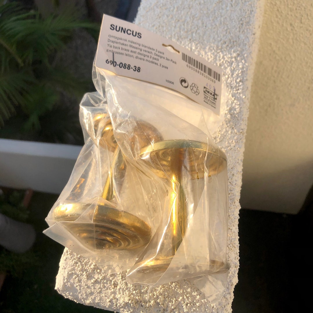 Vintage New Old Stock Ikea Brass Knob Curtain Tie Backs 2-pack Suncus ...