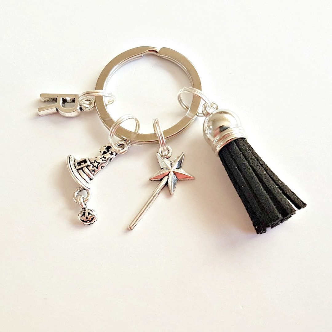 Witch Tassel Keyring - Black Tassel Key Chain - Witch Theme - Witch ...