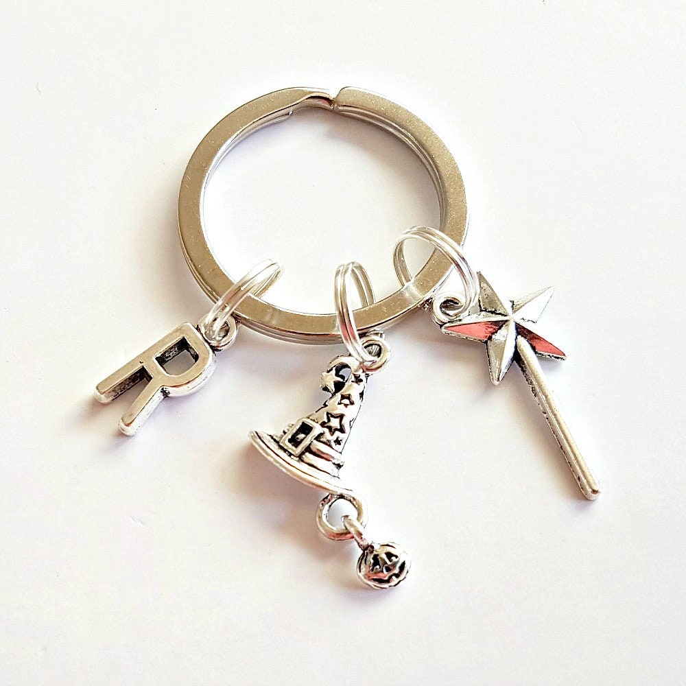 Initial Witch Key Chain Witches Hat Witch Key Ring Witch | Etsy