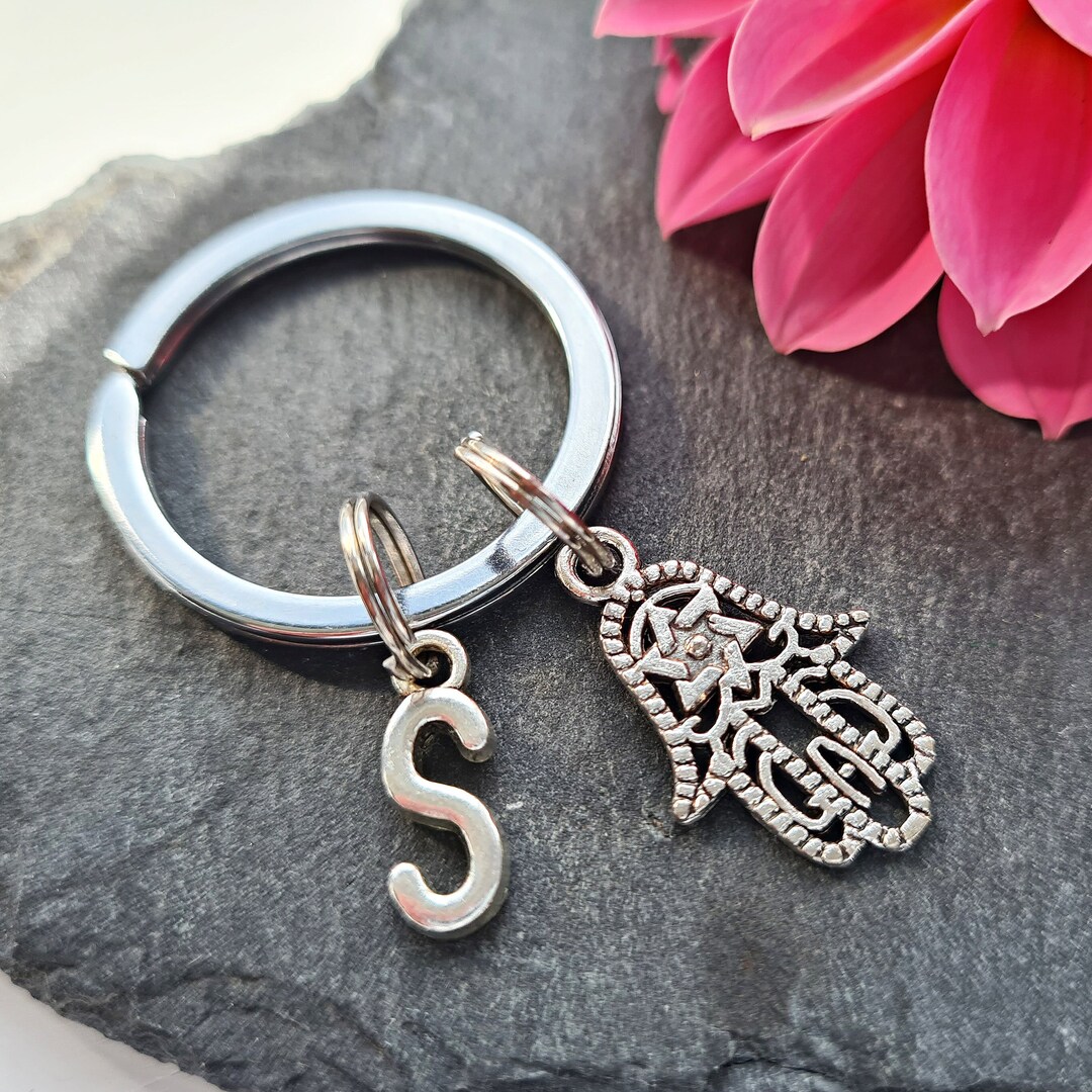 Personalised Hamsa Keyring, Star of David Key Chain, Hamsa Hands Gift ...