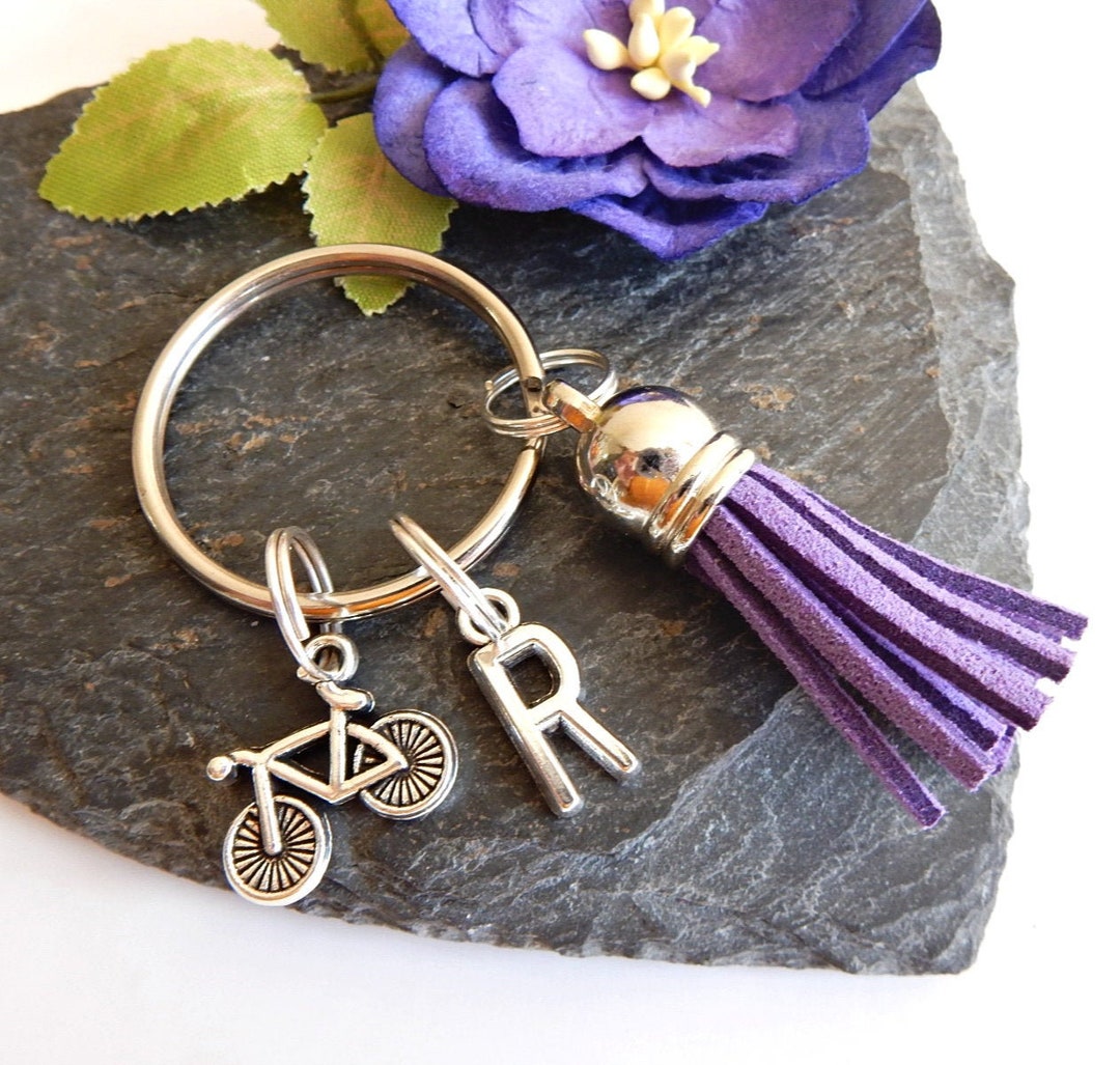 Personalised Bicycle Keychain, Gift for Cyclist, Tassel Keyring ...