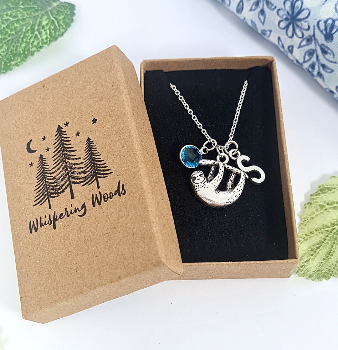 Personalised Sloth Necklace, Sloth Gifts, Birthstone Pendant, Pick Me ...