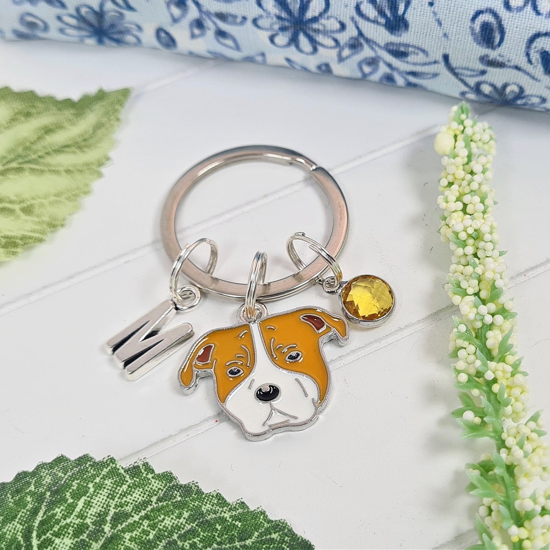Staffordshire Bull Terrier Keyring, Staffy Dog Gifts, Birthstone ...