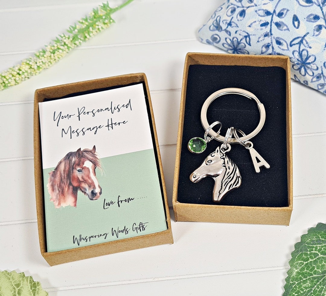 Horse Keychain, Pony Gifts, Personalised Birthstone Keyring, Horse ...
