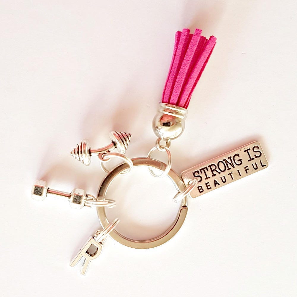 Gym Gift Ladies Gym Keychain Strong is Beautiful Fitness - Etsy