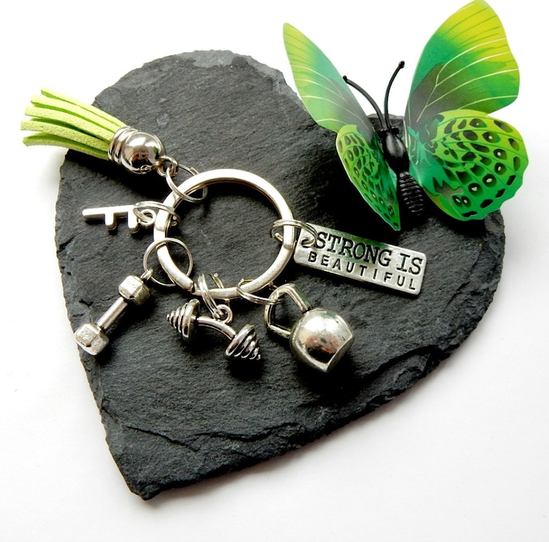 Gym Keyring, Strong is Beautiful Fitness Keychain, Weight Lifting ...