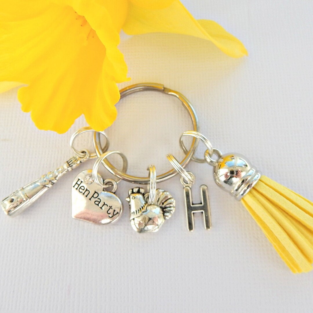 Hen Party Keyring Gift, Gift for Hens, Hen Party Tassel Keychain, Hen ...