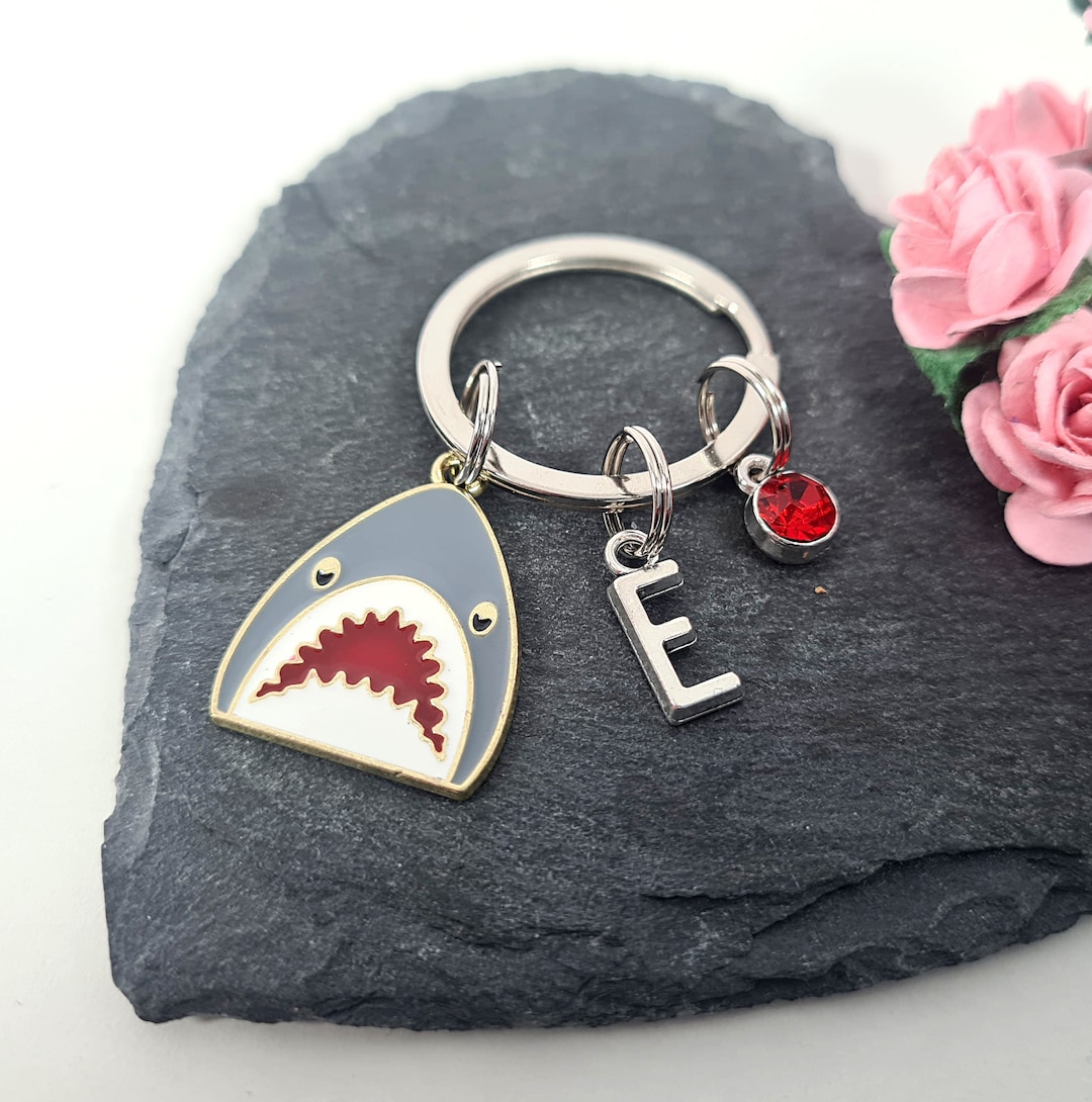 Shark Keychain, Great White Shark Gifts, Birthstone Keyring, Pink Me up ...
