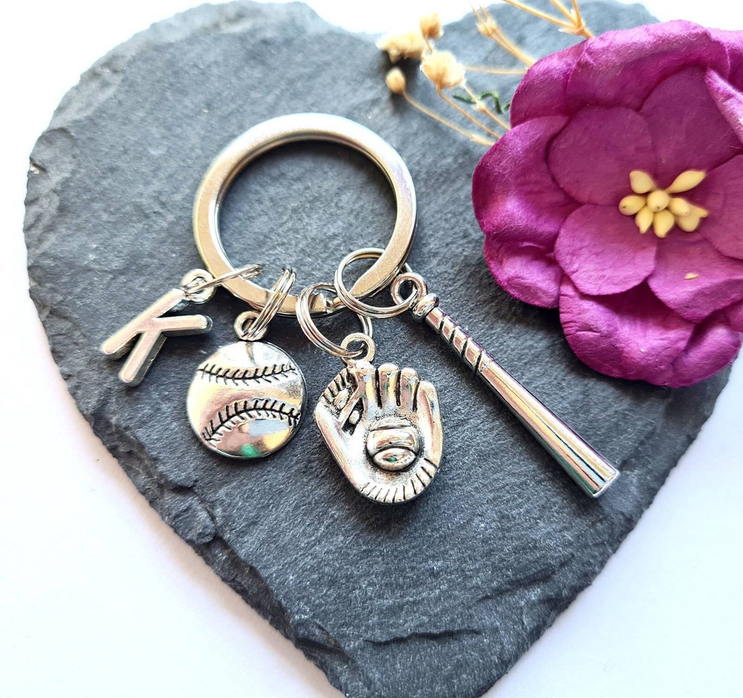 Personalized Baseball Keychain, Player Gift, Team Sport, Initial Charm ...