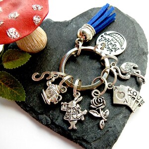 Alice in Wonderland Gift, Personalised Tassel Keychain, Bag Clasp Charm ...