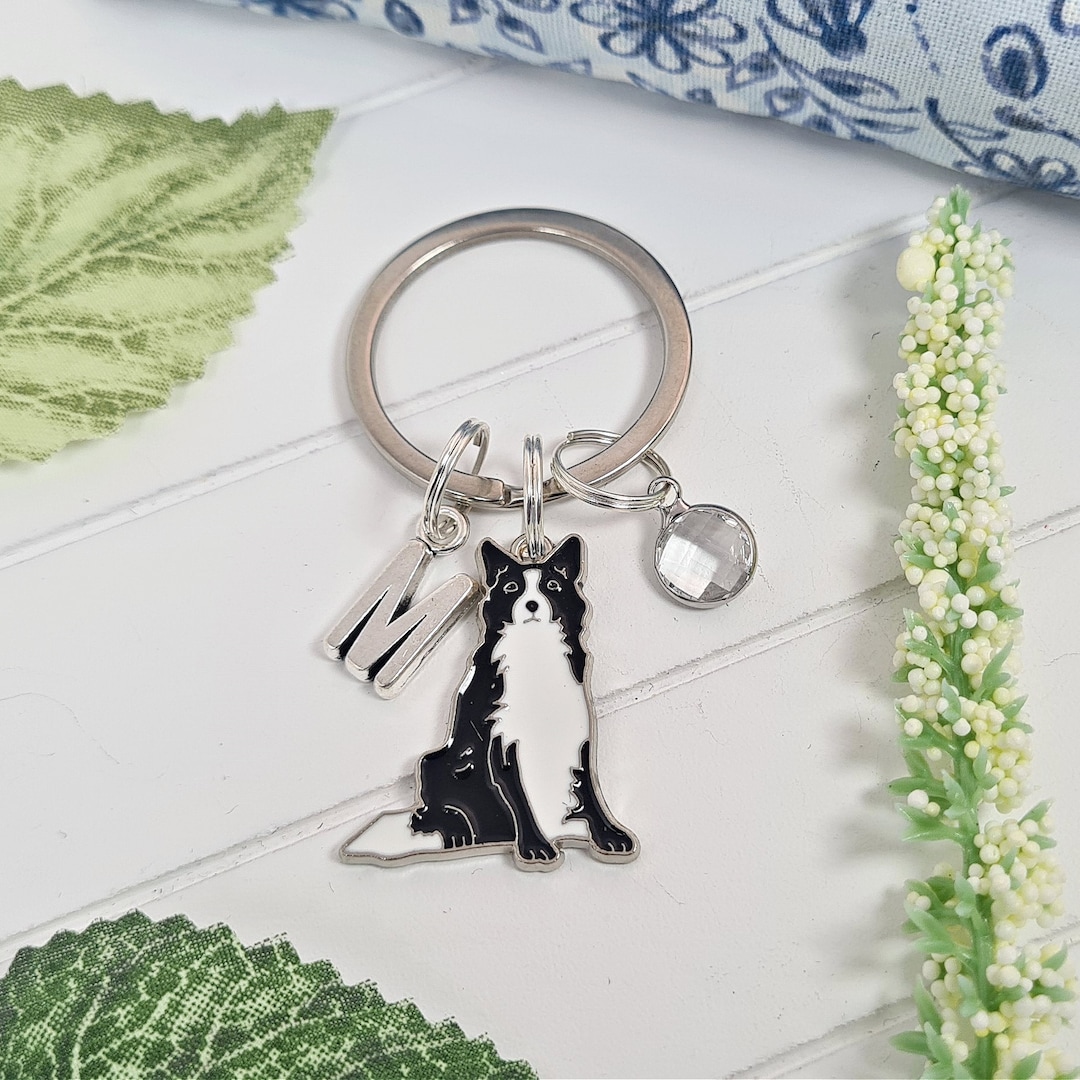 Border Collie Keyring, Birthstone Keychain, Sheepdog Gifts, Dog Walker ...