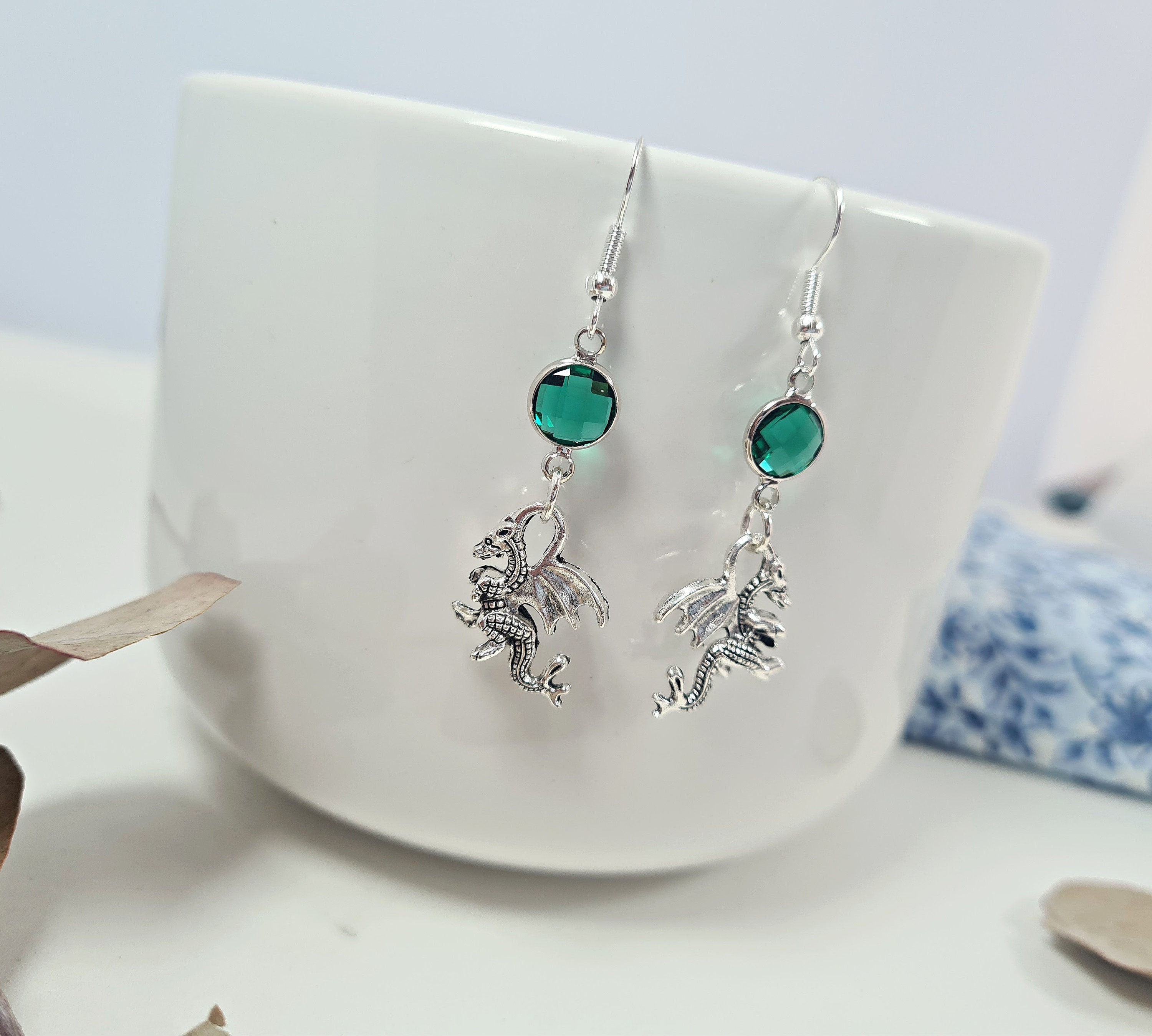 Silver dragon earrings store