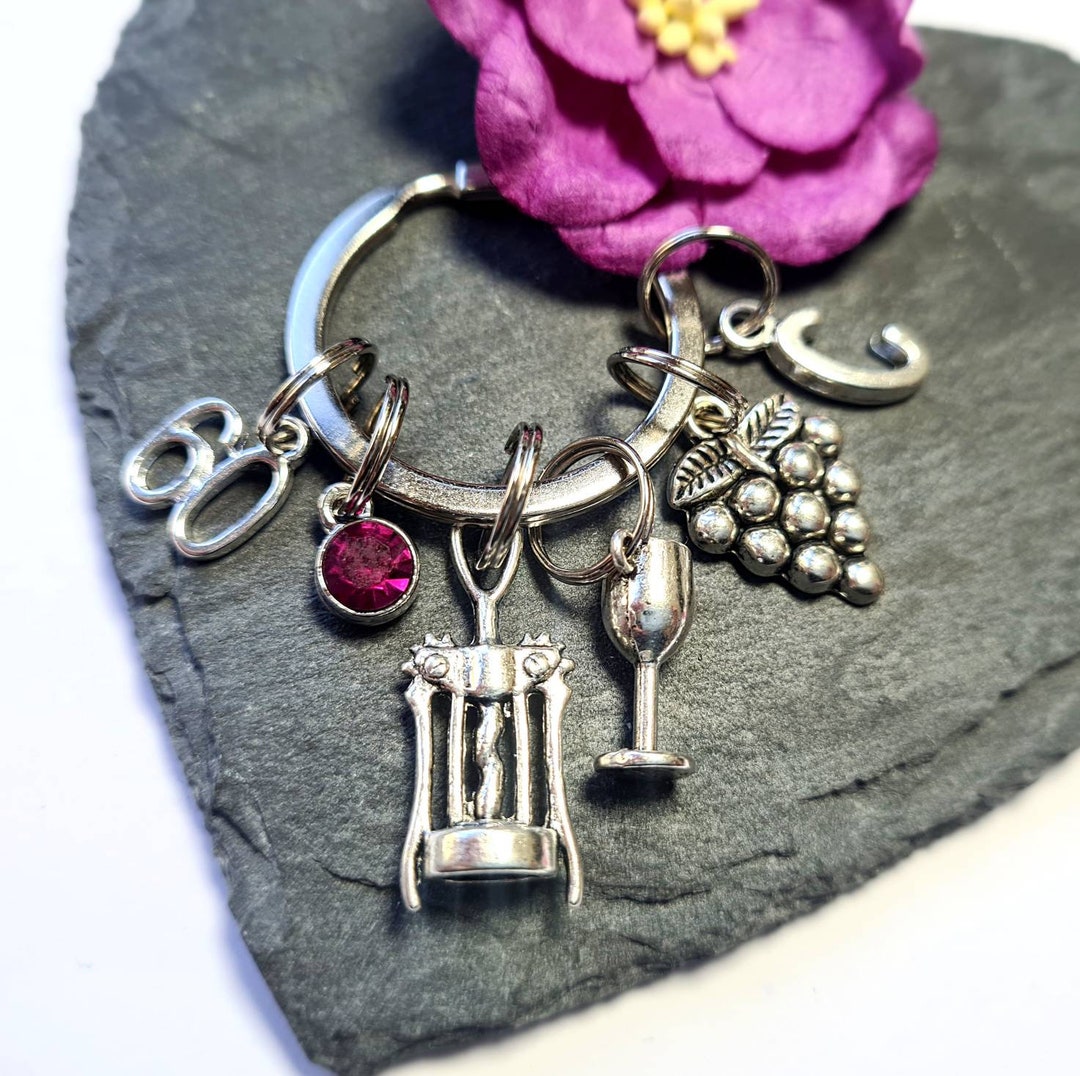 Ladies 60th Birthday Gift, 60th Birthday Keychain, Wine Lover, Age ...