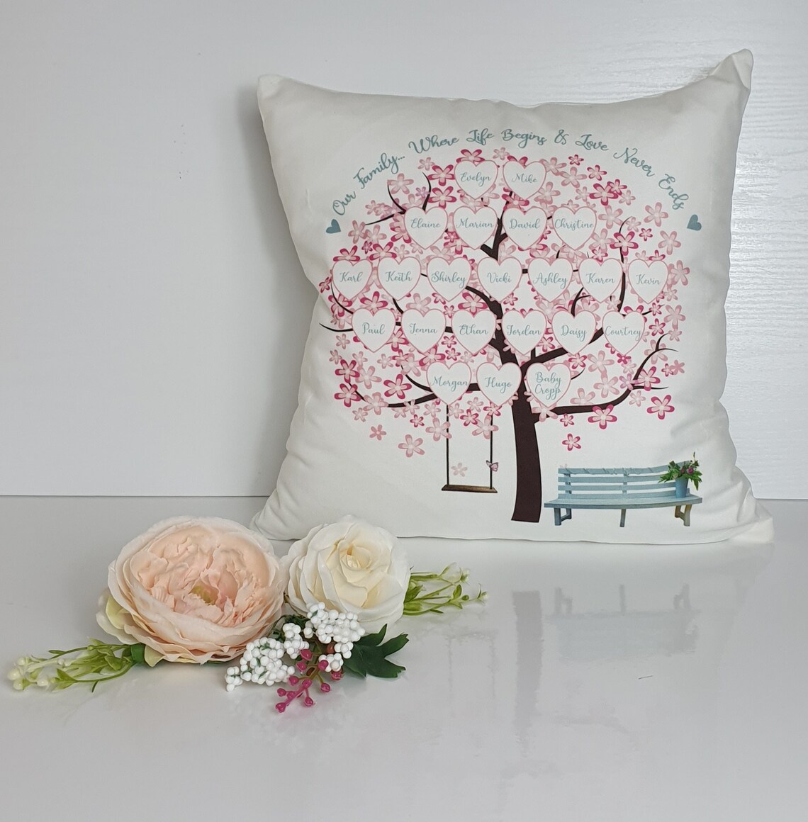Personalised Family Tree Cushion / Cover Shabby Chic | Etsy