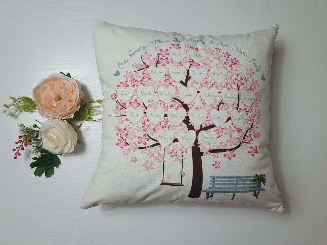 Personalised Family Tree Cushion / Cover Shabby Chic | Etsy