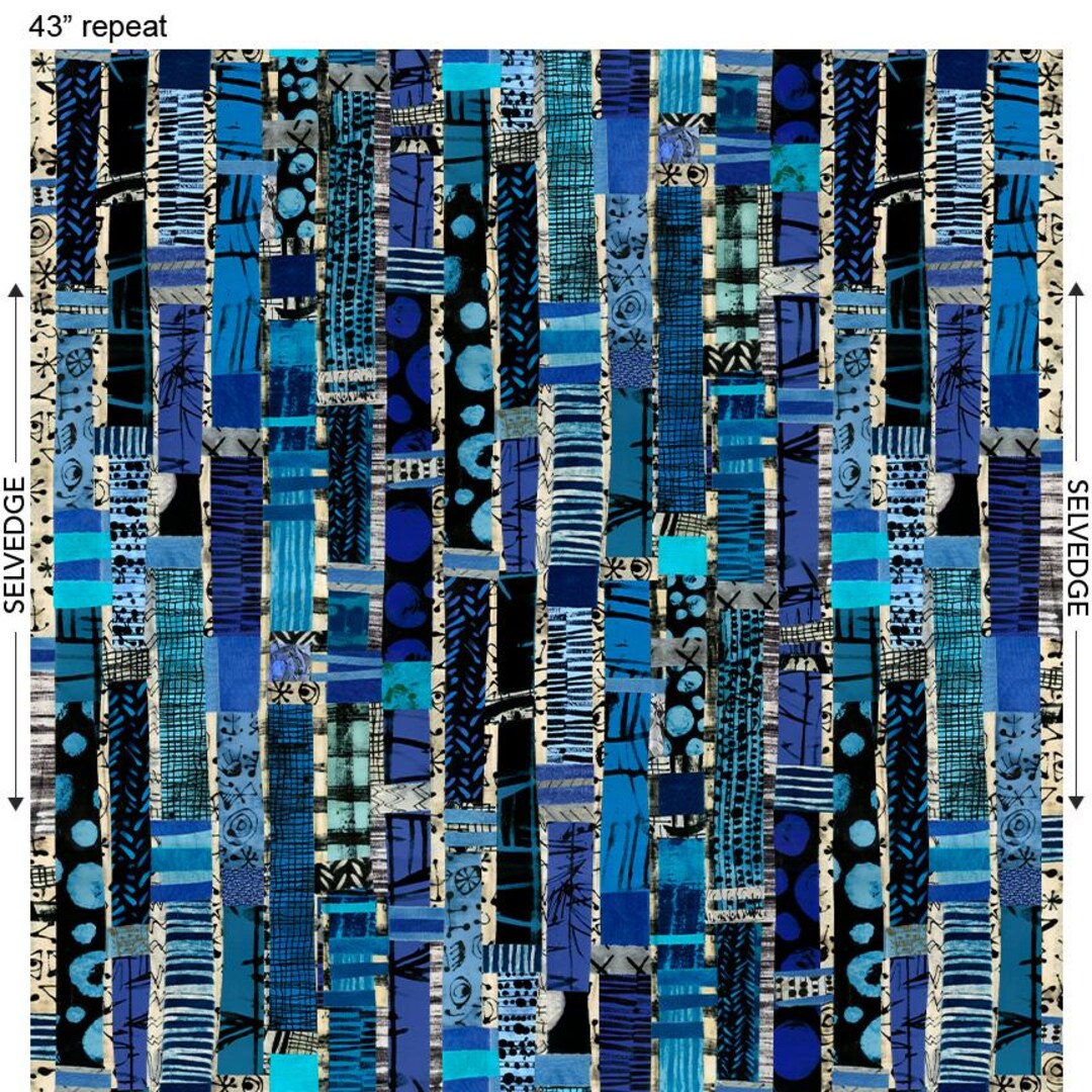 Marcia Derse the Blue One BTY Blue Stripe Fabric Windham Fabrics OEKO ...