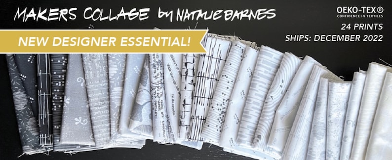 Chicken Scratch Fabric Makers Collage BTHY Fog 50812B 1 Natalie Barnes ...