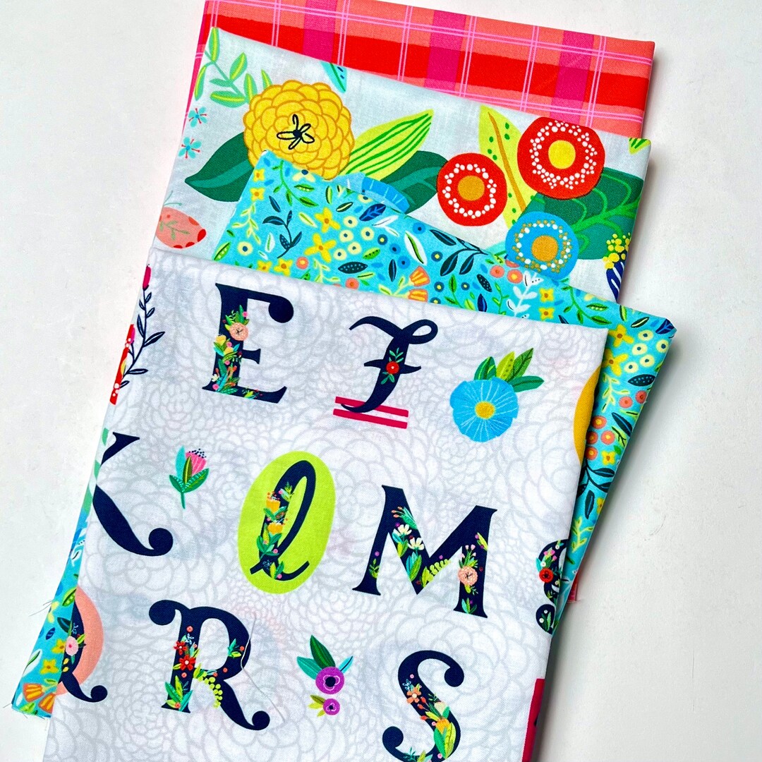 NEW RELEASE Abc's in Bloom Fabric Half Yard Bundle Alphabet Panel Kelly ...