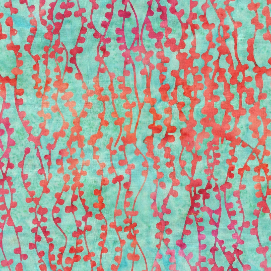 String of Pearls Batik Fabric Pink and Aqua Blue BTHY Natalie Barnes ...