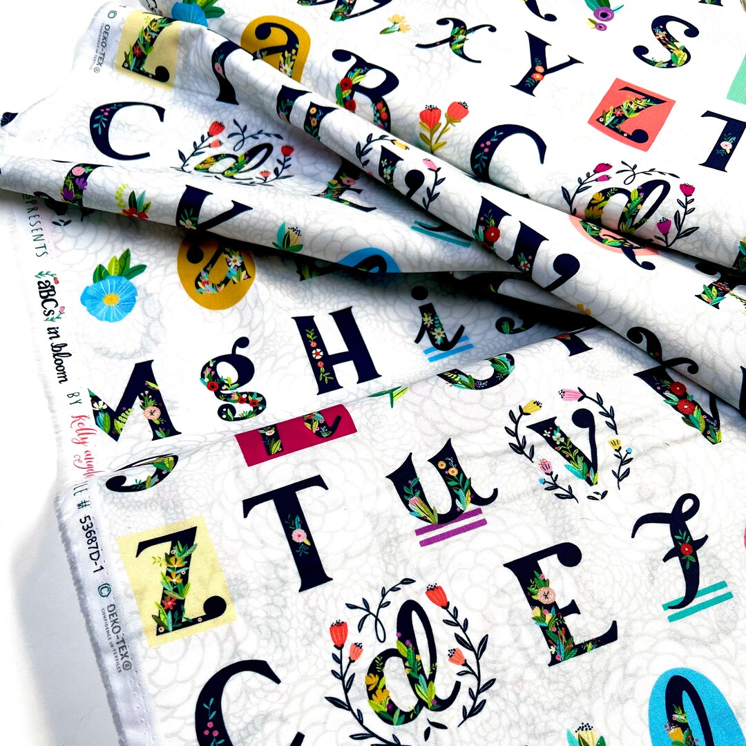 Floral Alphabet Fabric Panel: Abc's in Bloom Quilting Cotton - Etsy
