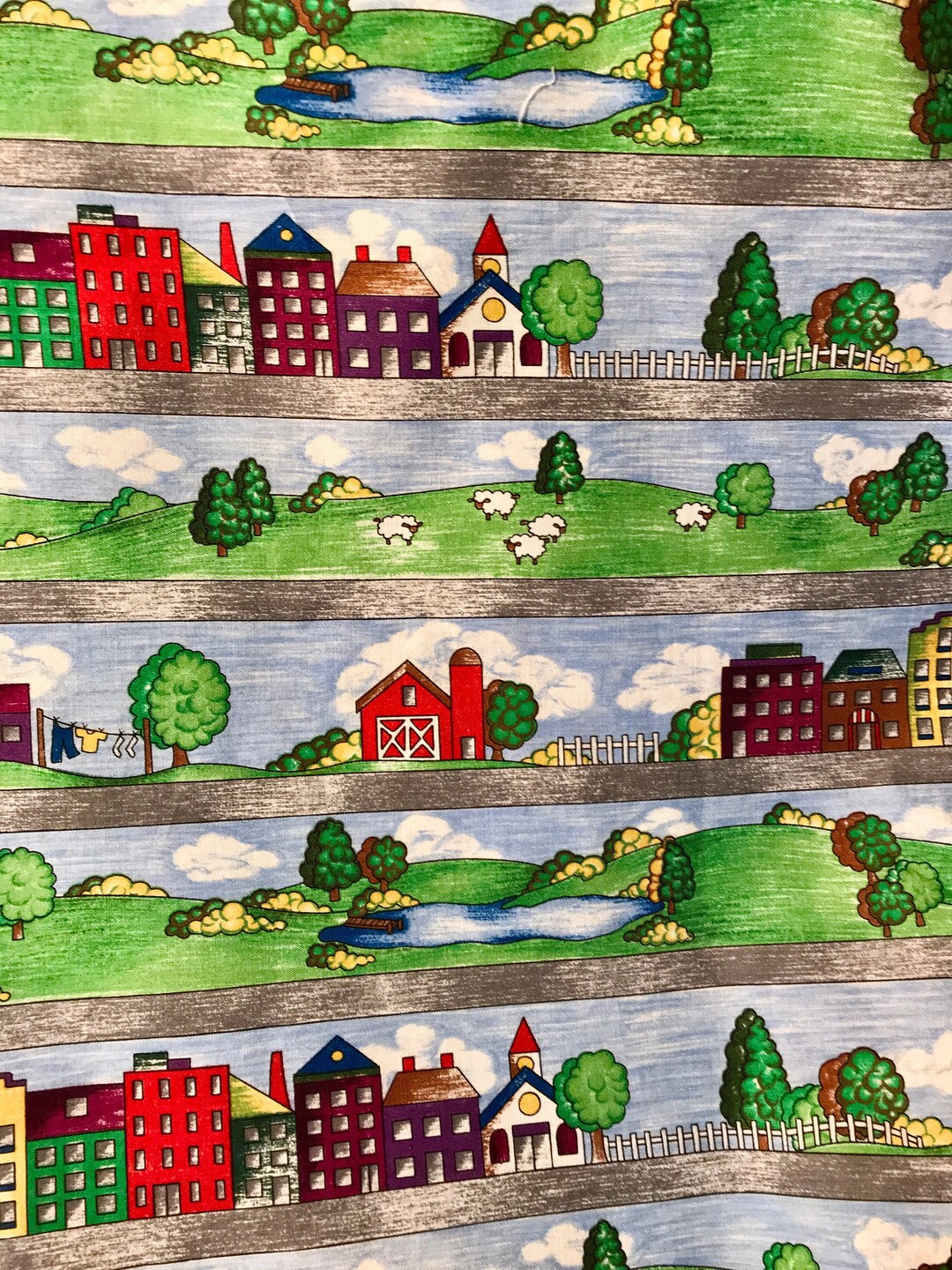Farm and Rolling Hills Landscape Fabric, Hills and Dales, P&B Textiles ...