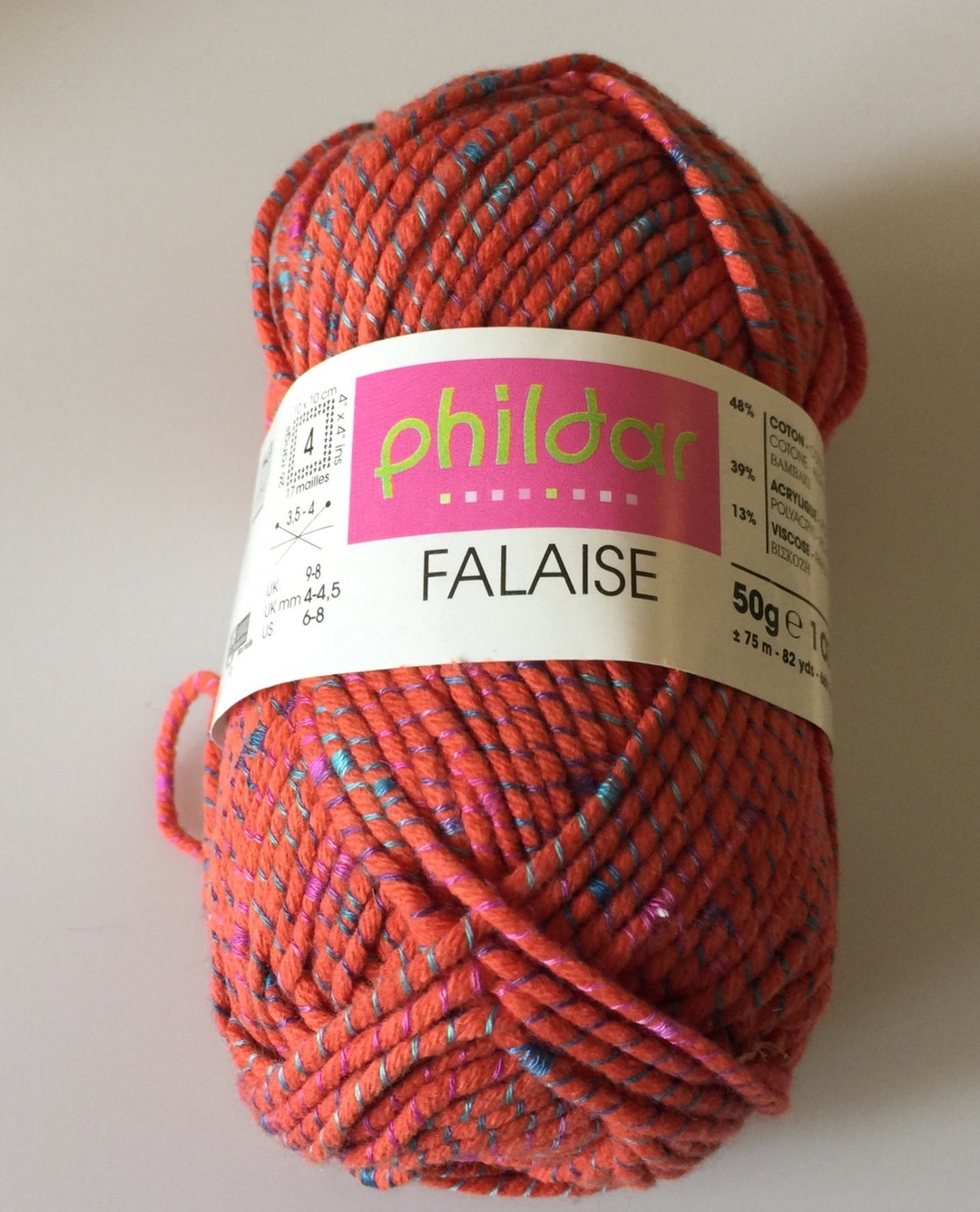 Brick Red Phildar Yarn, Falaise in Cotton Blend, Yarn in Orange Red ...